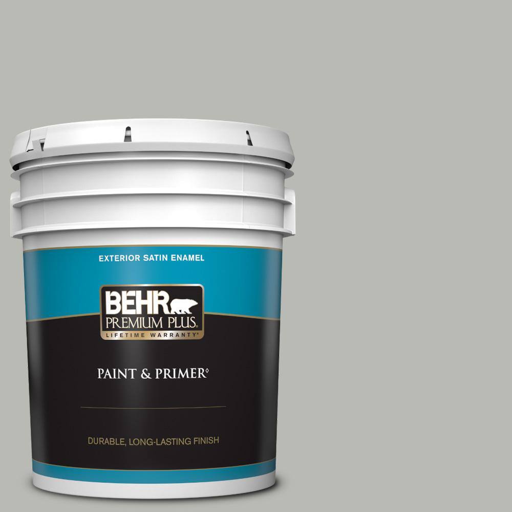 BEHR PREMIUM PLUS 5 gal. #PPU18-11 Classic Silver Satin Enamel Exterior ...