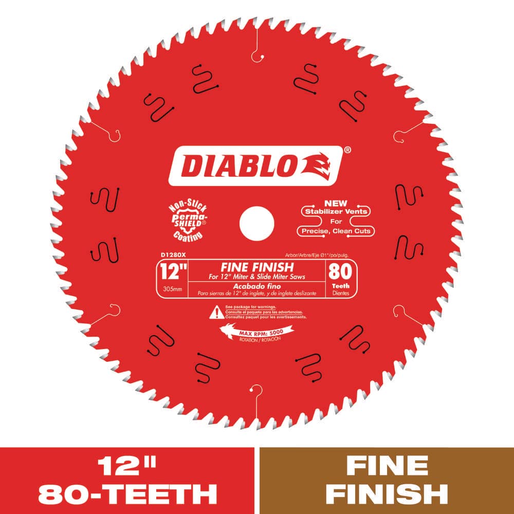 DIABLO 12in. x 80-Tooth Fine Finish Saw Blade for Wood D1280X - The ...