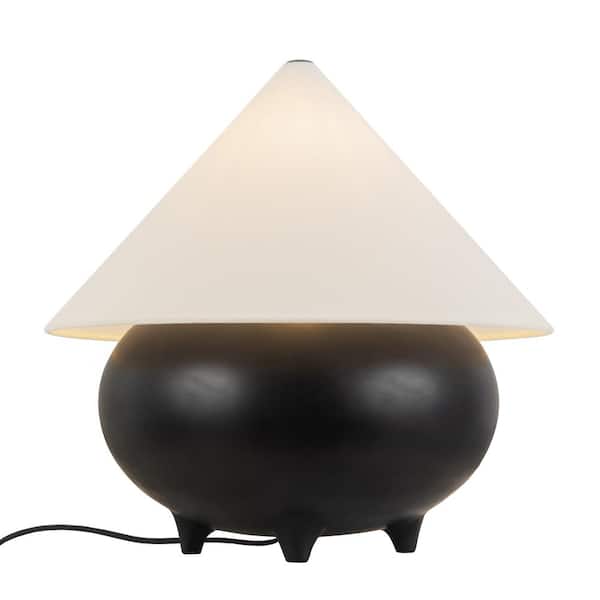ALORA MOOD Rowan 17-in Matte Black Table Lamp with White Linen Shade ...