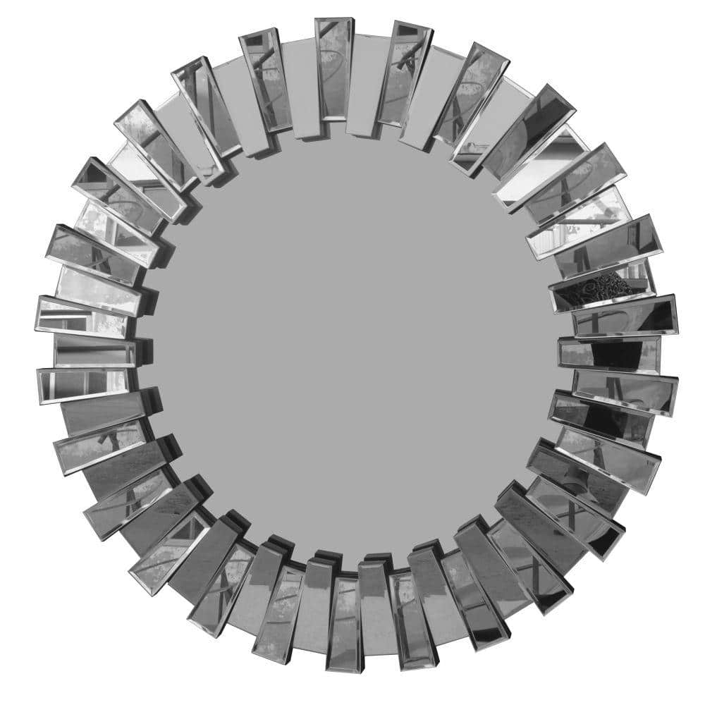 THE URBAN PORT Medium Round Silver Modern Mirror (31.5 in. H x 31.5 in ...