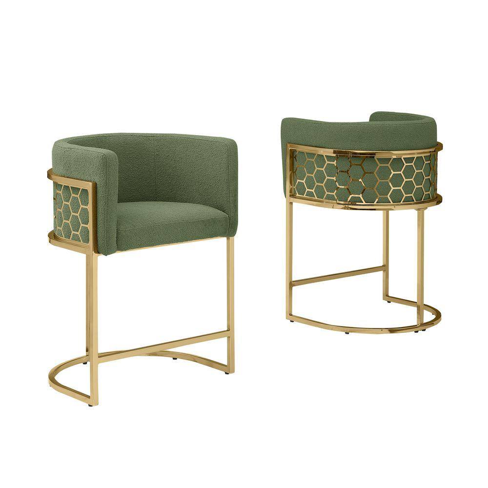 Best Quality Furniture Evan 24 in. Green Low Back Gold Metal Frame ...