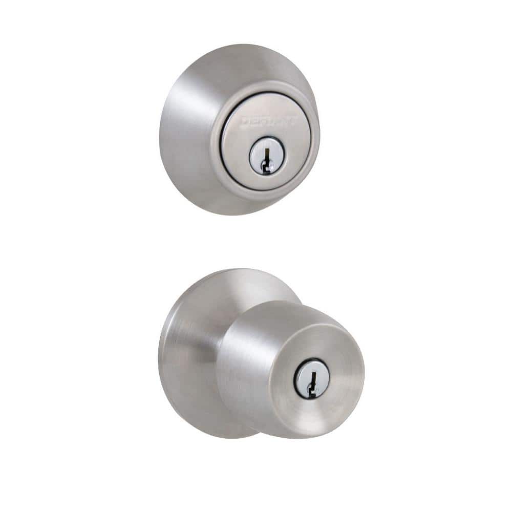 Defiant Brandywine Stainless Steel Keyed Entry Knob and Single Cylinder ...