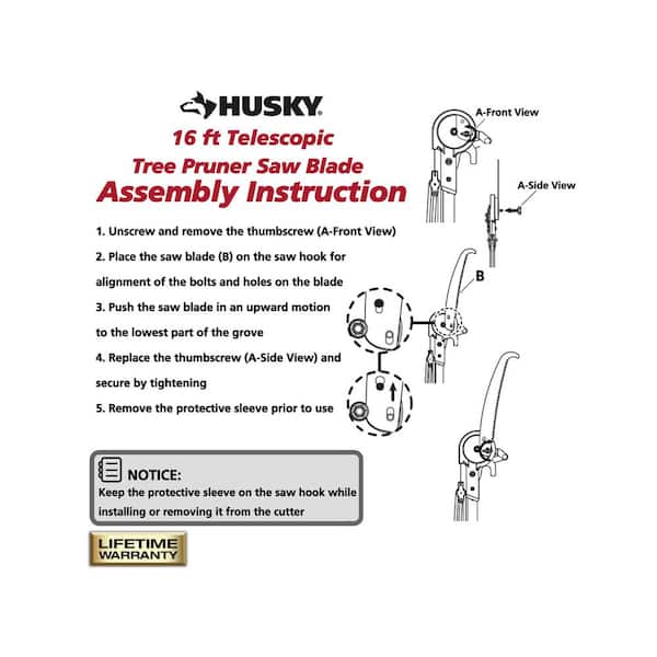 Husky 15 in. Steel Blade with 16-ft Telescopic Tree Pruner Husky-18 ...