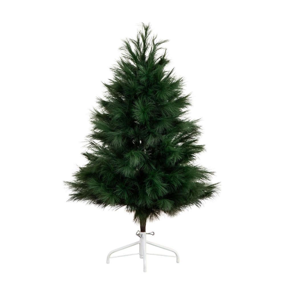 Nearly Natural 4 ft. Artificial Green Pampas Grass Christmas Tree T5213 ...