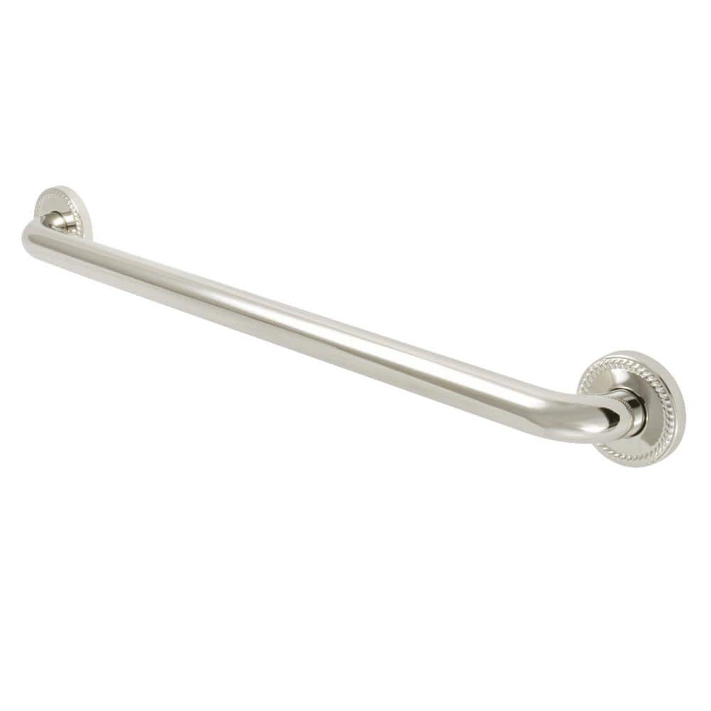 Kingston Brass Roped 24 in. x 1-1/4 in. Grab Bar in Polished Nickel ...