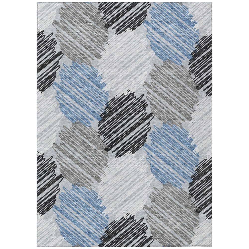 Addison Rugs Chantille Machine Washable Indoor/Outdoor Abstract ACN1942 Blue 8 ft. x 10 ft. Area ...