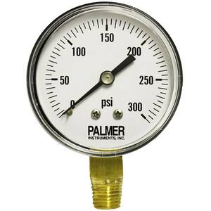Palmer Instruments 2.5 in. Dial 15 psi Painted Steel Case Utility Gauge ...