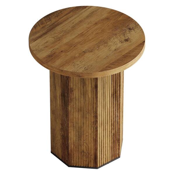 BYBLIGHT Kerlin 19.6 in. Brown Round Engineered Wood End Table Circle ...