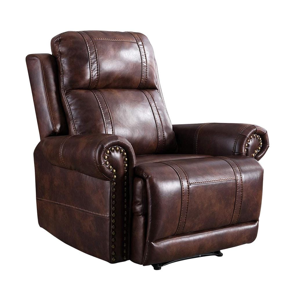 Boyel Living Red Brown Faux Leather Power Lift Recliner Chair with ...