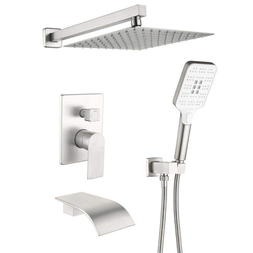 AIMADI Single Handle 3-Spray Wall Mount Tub and Shower Faucet 1.8 GPM ...