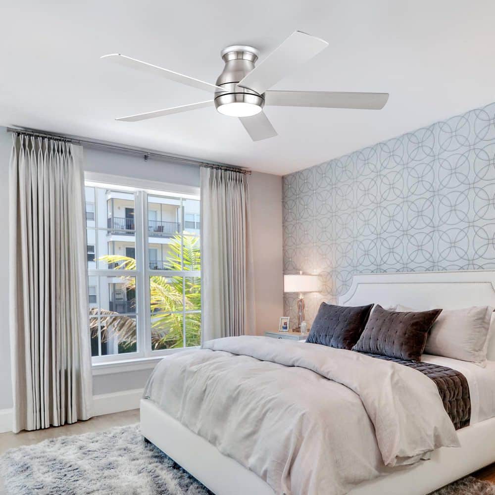 Keazile 52 in. Sliver Downrod Mount Ceiling Fan with 5 Plywood Blades ...