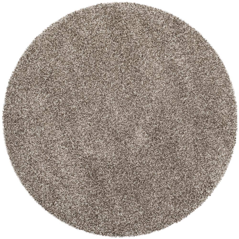 SAFAVIEH Milan Shag 10 ft. x 10 ft. Gray Round Solid Area Rug SG180 ...