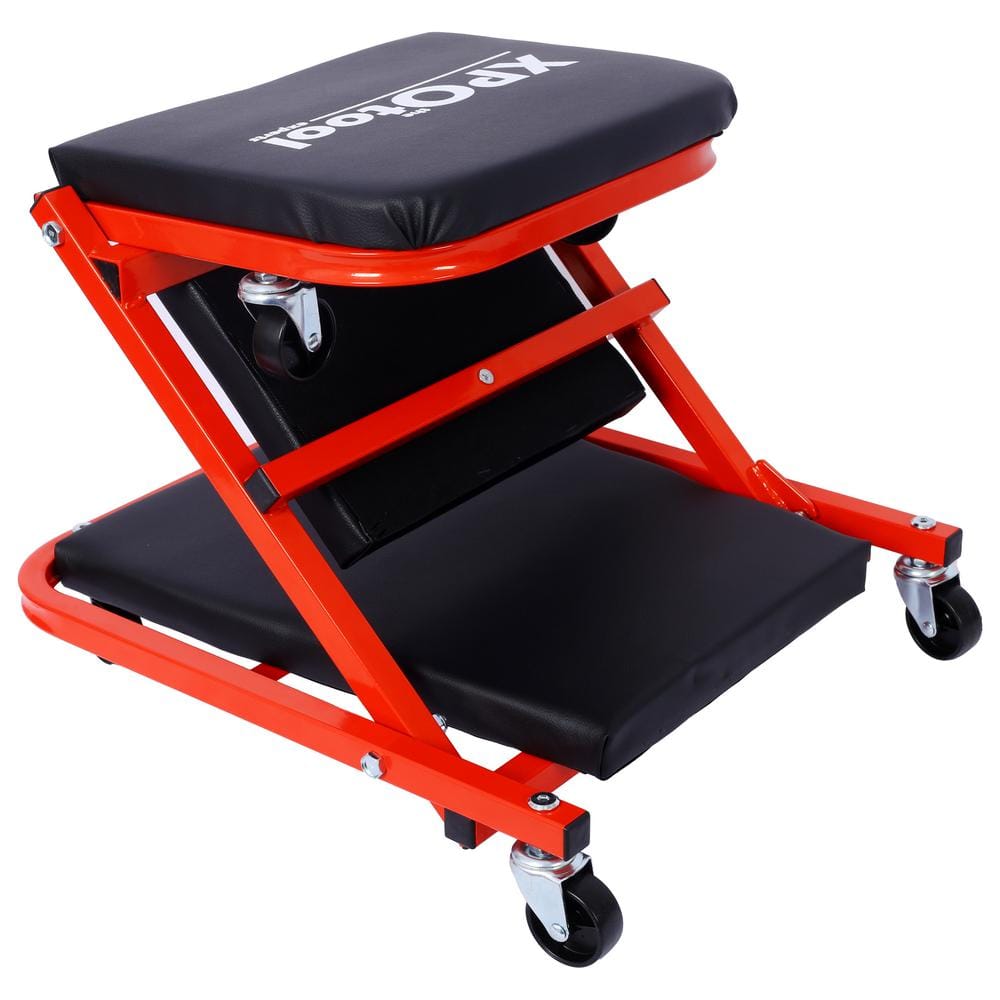 Huluwat 1-Tier Steel 6-Wheeled Utility Cart in Red, 2 in 1 Foldable ...
