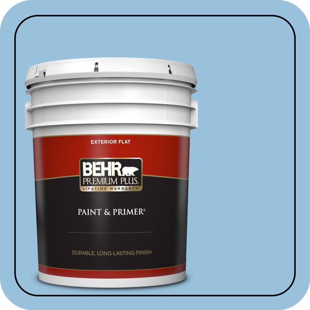 BEHR PREMIUM PLUS 5 gal. #M520-3 Charismatic Sky Flat Exterior Paint ...