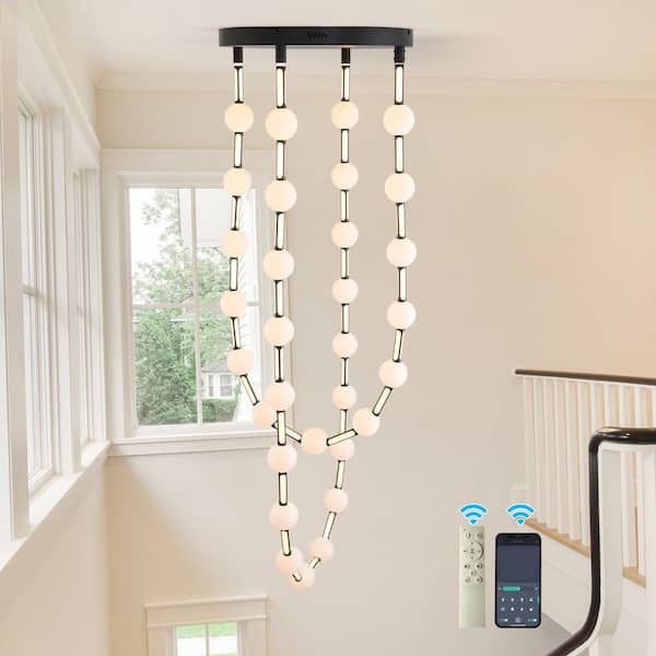 Genoci 72-Watt 33 Light Black Modern Dimmable Integrated LED Pendant ...