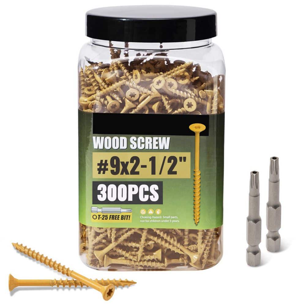 Afoxsos Rust Resistant Tan Exterior Epoxy Coated Wood Screws (300-Pack ...