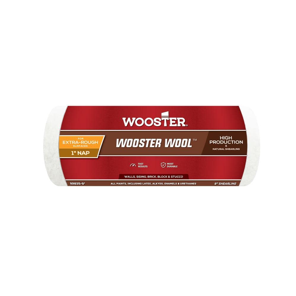 Wooster 9 in. x 1 in. High Density Wool Roller Cover 0RR6350090 - The ...
