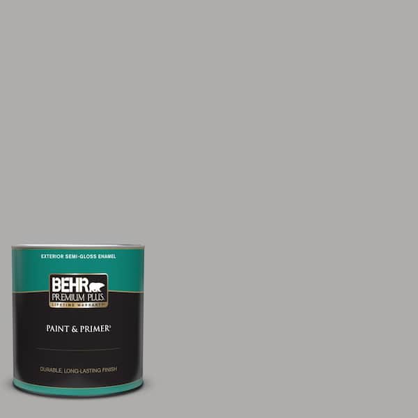 BEHR PREMIUM PLUS 1 qt. #N520-3 Flannel Gray Semi-Gloss Enamel Exterior ...