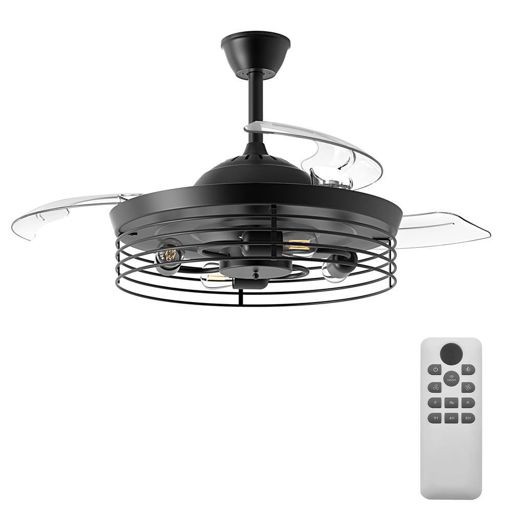 Cedar Hill 42 in. Indoor Black Retractable Ceiling Fan with Light and ...
