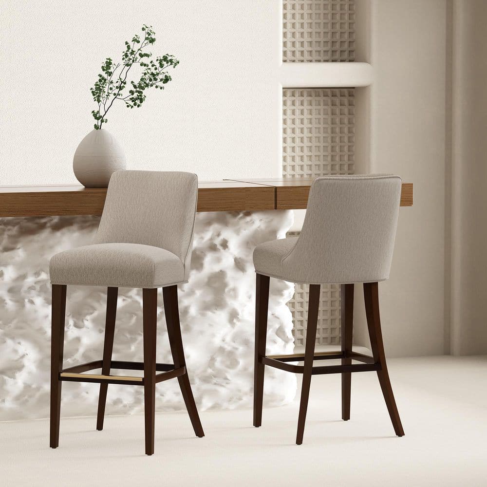 Manhattan Comfort Beever Modern 32.7 in. Taupe Wood Frame Bar Stool ...