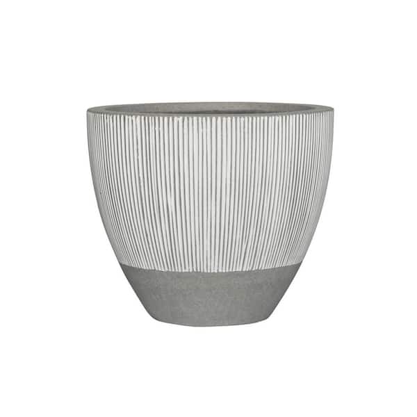 PotteryPots 20 in. W Jesslyn S, Modern Geometrically Shaped Ficonstone Planter with Vertically ...