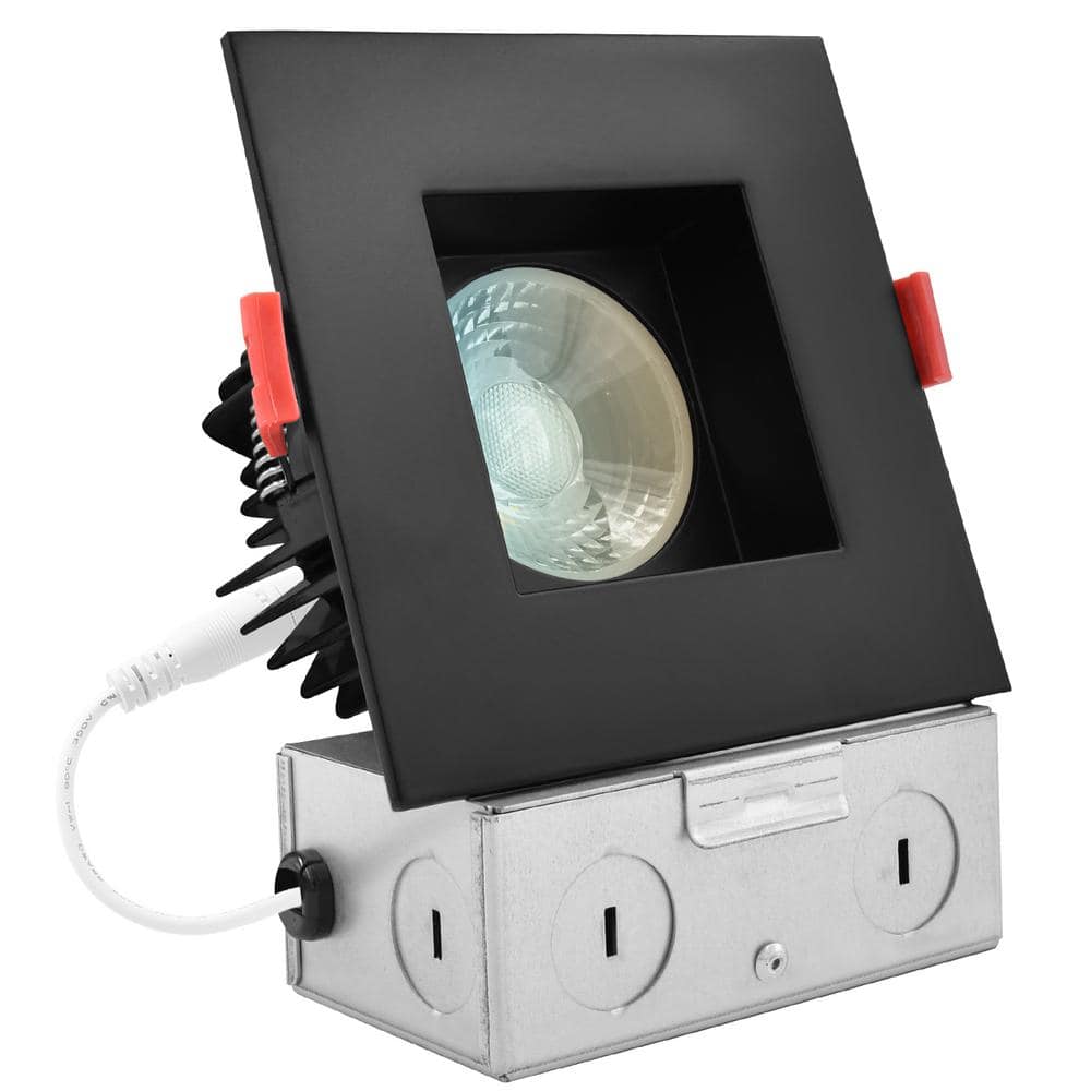 LUXRITE 4 in. Square LED Recessed Light J-Box 15-Watt 5 Color ...