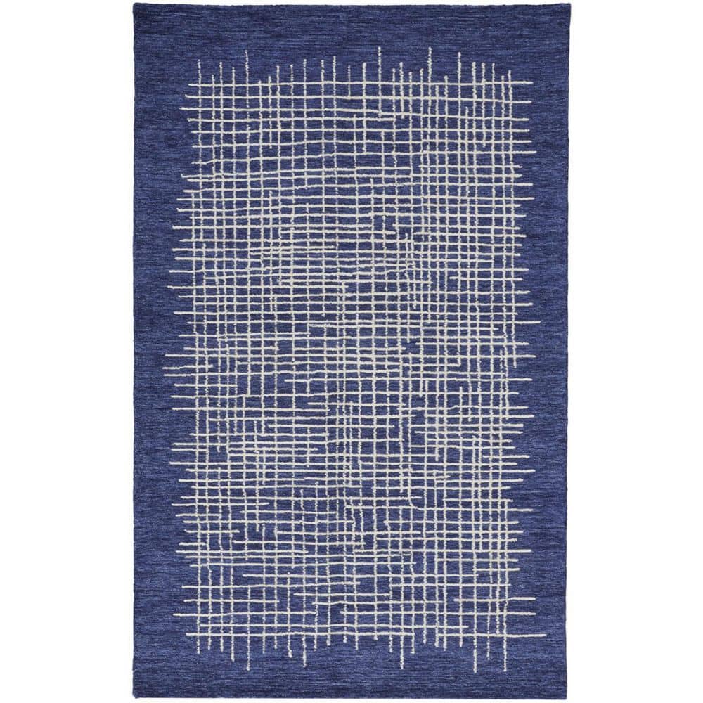 HomeRoots 5 ft. X 8 ft. Blue and Ivory Plaid Area Rug 2000514359 - The ...