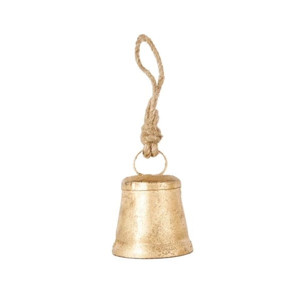 Litton Lane Gold Metal Vintage Rustic Bell Decorative Bells with Brown ...