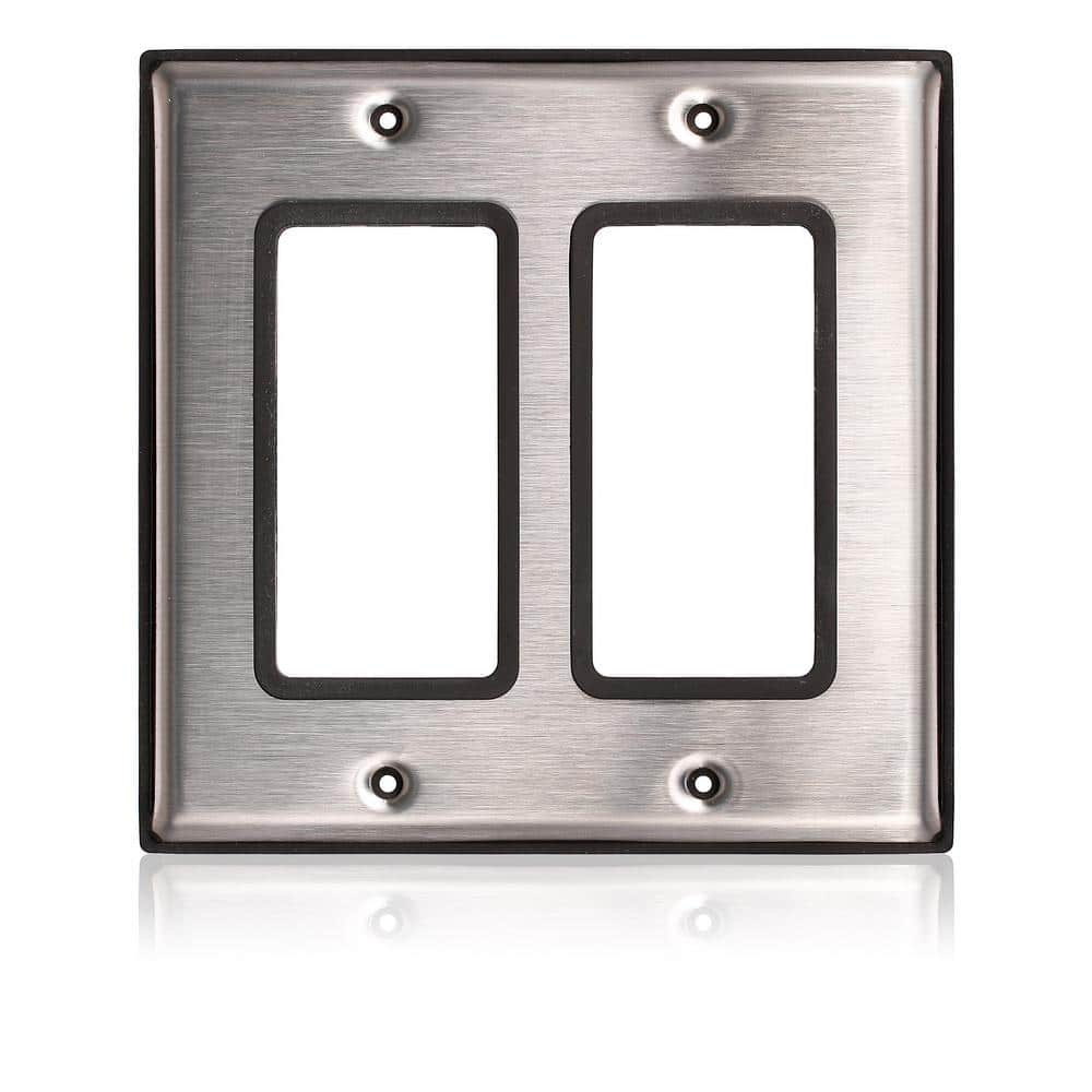 Leviton Stainless Steel 2-Gang Decora Device Wallplate, Non-Magnetic ...
