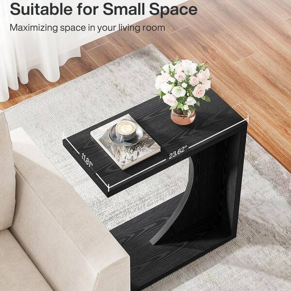 BYBLIGHT Kerlin 23.62 in. Black C Shaped Engineered Wood End Table Couch Table Small Sofa Side Table for Small Space BB RY0202HY The Home Depot