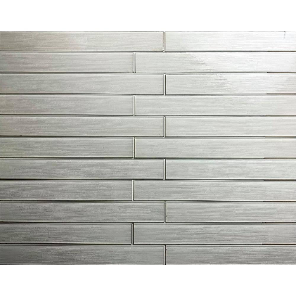 ABOLOS American Country White 2 in. x 16 in. Plank Textured Glass ...