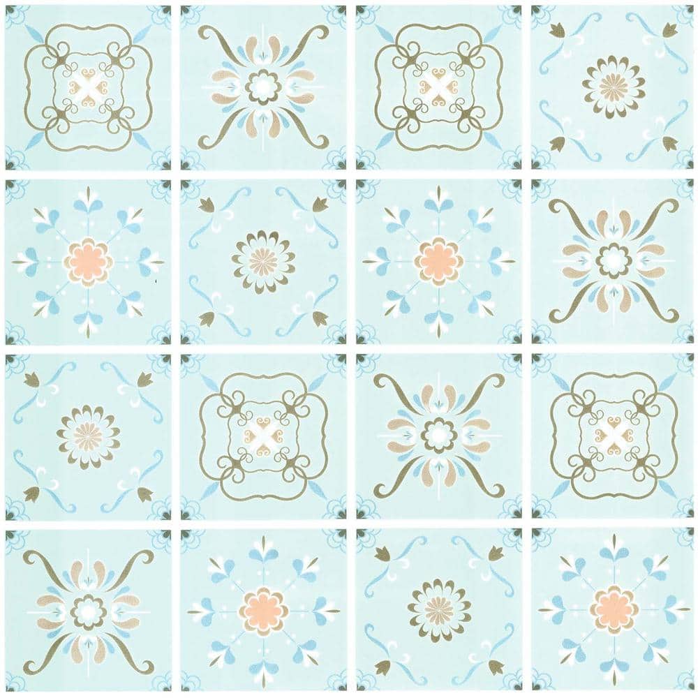 Jeedeson 16 MIL Light Blue Vinyl Sheet Flooring 23.62 in. x 16.4 ft. x ...