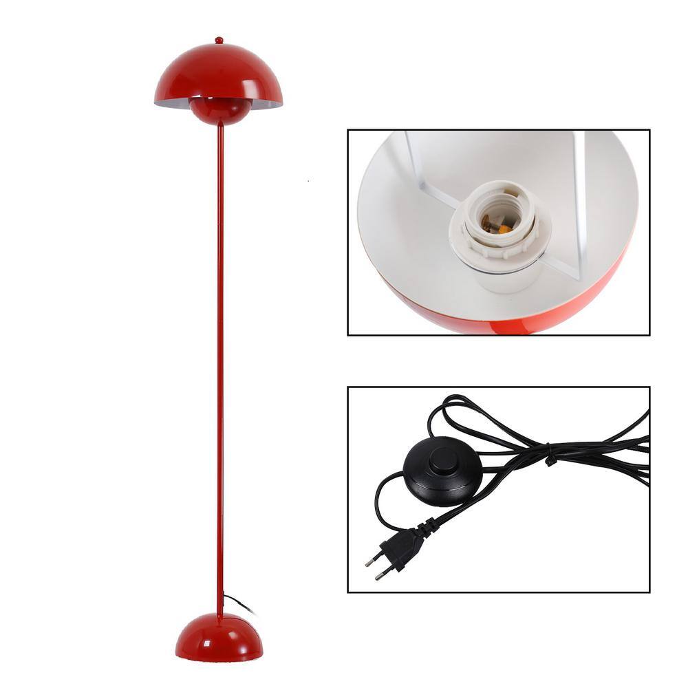 SUNLLOK 63 in. Red Vintage 1-Light LED Reflecting Light Standard Floor ...