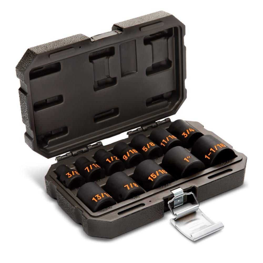 GEARWRENCH 1/2 in. Drive 6-Point SAE Hi-Viz Impact Socket Set (12-Piece ...