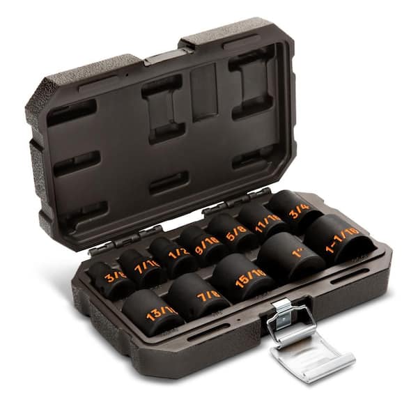 GEARWRENCH 1/4 in. Drive SAE 6-Point Deep Impact Socket Set with Socket Rail (10-Piece) 84908 ...