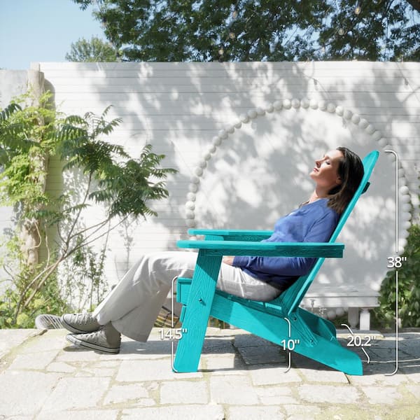 LUE BONA Miranda Aruba Blue Foldable Recycled Outdoor Patio Plastic Adirondack Chair with Cup Holder For Firepit Pool 2 Pack DPTHD23004 19