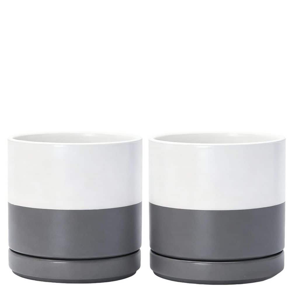 OGETFUUR 2-Pack 6.5 in. Plants Pots, Ceramic Planter Pot for Plants ...