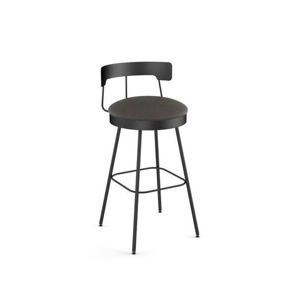 Amisco Monza 30 in. Grey Polyurethane / Black Metal Swivel Bar Stool ...