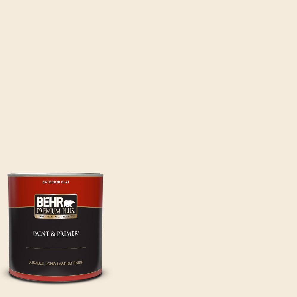 BEHR PREMIUM PLUS 1 qt. #PPU5-10 Heavy Cream Flat Exterior Paint ...