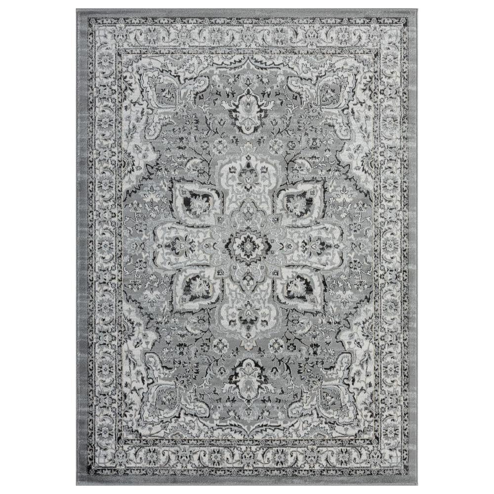 LUXE WEAVERS Olimpia Collection Oriental Medallion Floral Grey 9 ft. x ...