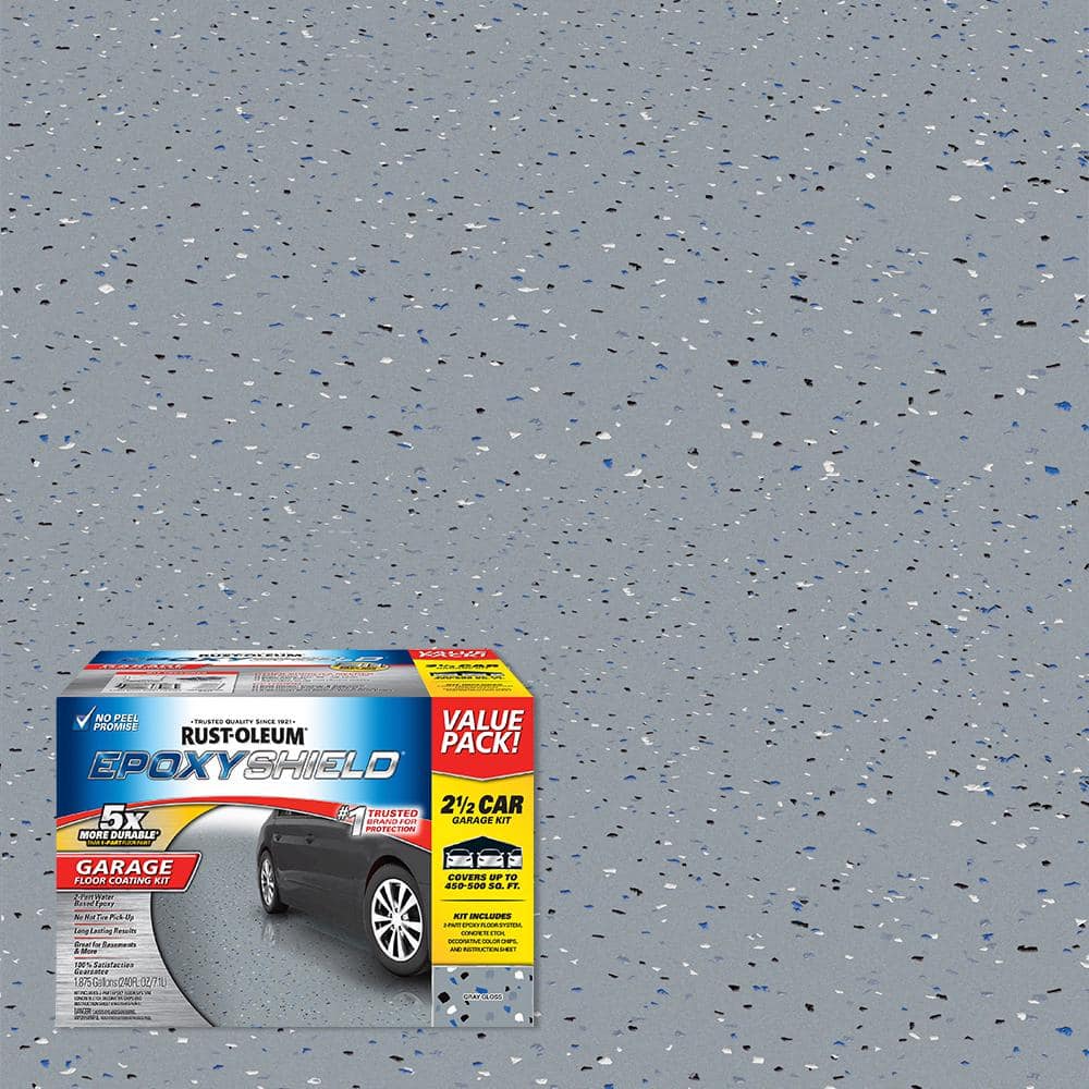 Rust-Oleum EpoxyShield 240 oz. Gray High-Gloss 2.5 Car Garage Floor Kit ...