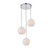 Timeless Home 18.1 in. 3-Light Chrome And Frosted White Pendant Light ...