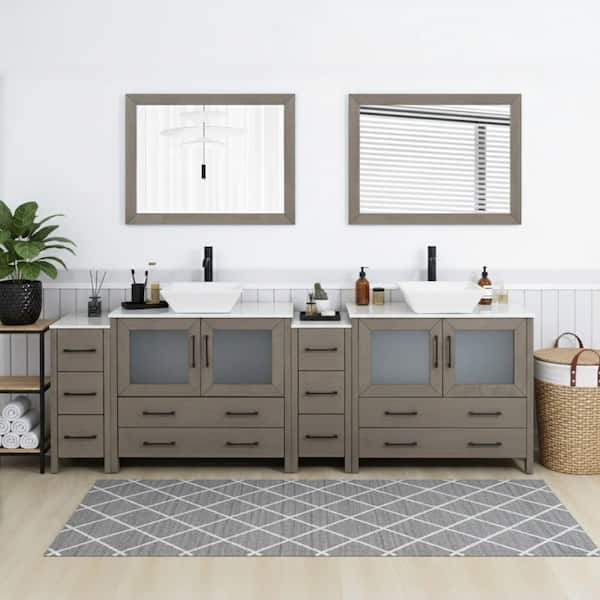Reviews for Vanity Art Ravenna 96 in. Double Sink Freestanding Blue ...