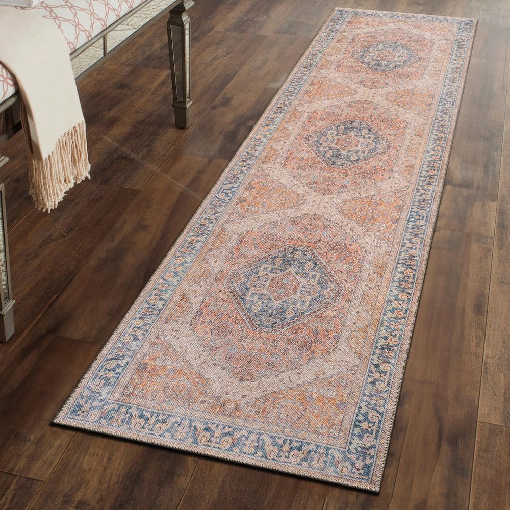 World Rug Gallery Valora Medallion Machine Washable Rust 2 ft. 6 in. x ...