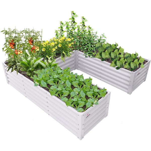 6 x 6 x 1.5 ft. Metal U-Shaped Galvanized Raised Garden Beds, Planter ...