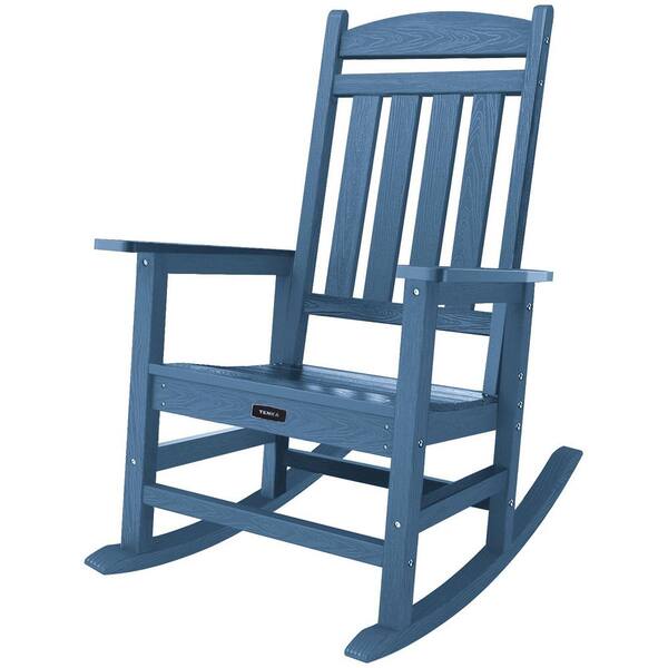 TenKa Navy Blue HDPE Plastic Patio Outdoor Rocking Chair All Weather ...