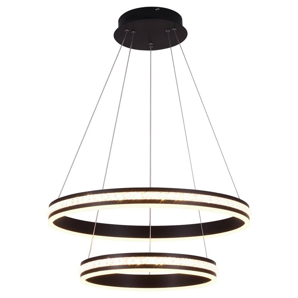 INNOBULE 2-Light Black Modern Crystal Chandelier Lighting Dimmable LED ...