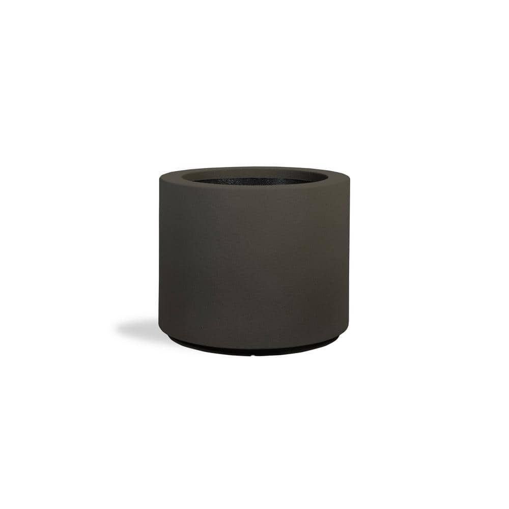 PolyStone Planters Baja Round 23 in. x 19 in. Slate Gray Composite ...