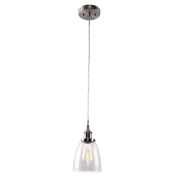 Briignite 1-Light Brushed Nickel Industrial Glass Pendant Light ...