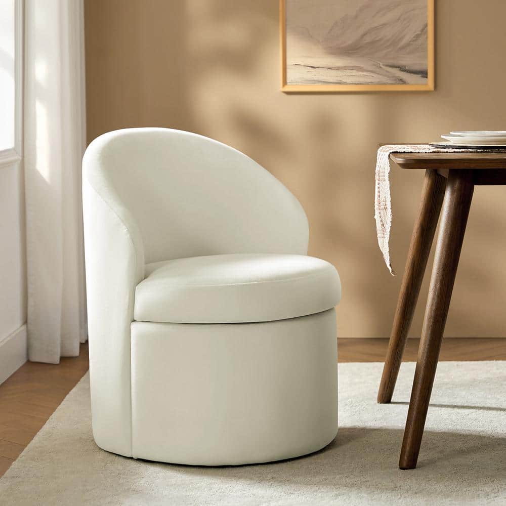 JAYDEN CREATION Anna Ivory Velvet Barrel Dining Chair DCXY1211-IVY ...